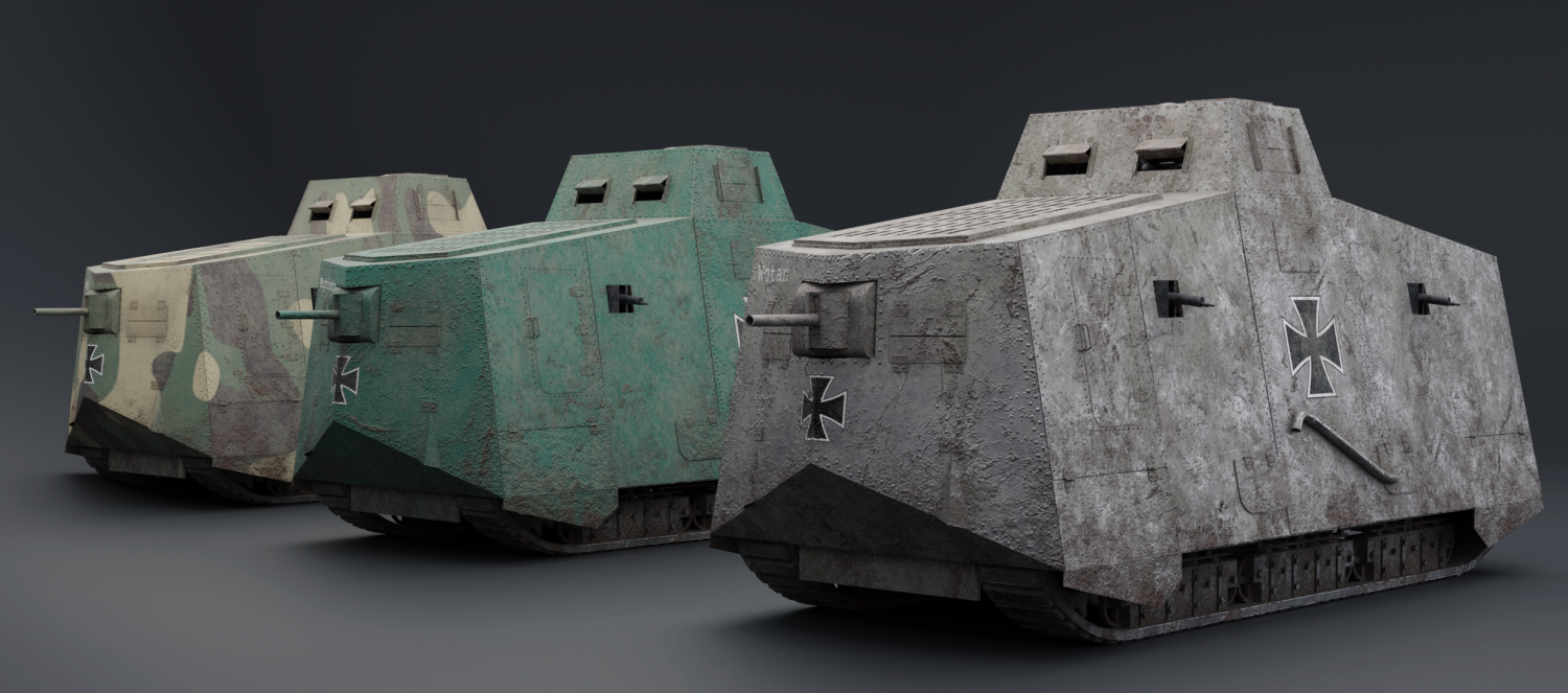A7V German tank 3D Model in Tank 3DExport