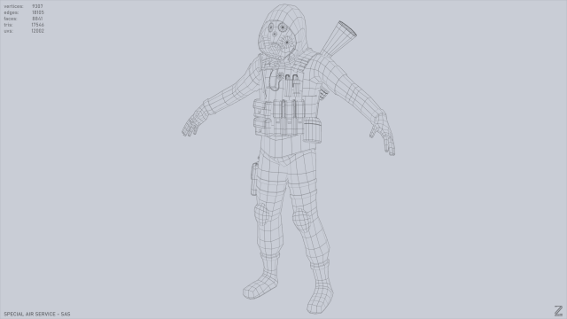 Military SAS 3D Model in Combat 3DExport