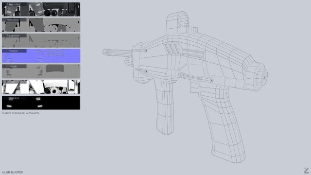 Alien blaster 3D Model in Combat 3DExport