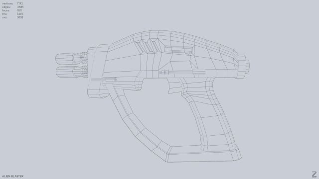 Alien blaster 3D Model in Combat 3DExport