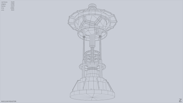 Nuclear reactor 3D Model in Machines 3DExport