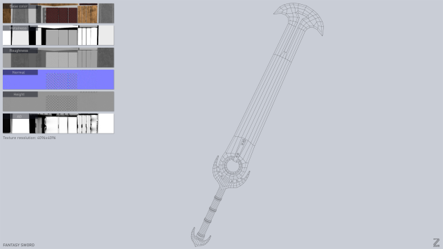 Fantasy sword 3D Model in Melee 3DExport