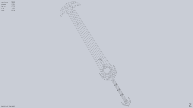 Fantasy sword 3D Model in Melee 3DExport