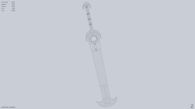 Fantasy sword 3D Model in Melee 3DExport