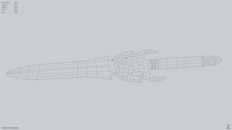 Fantasy dagger 3D Model in Melee 3DExport