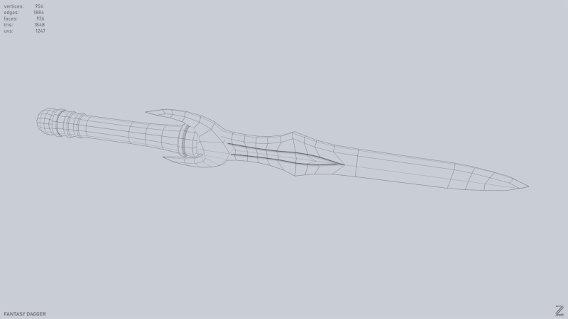 Fantasy dagger 3D Model in Melee 3DExport