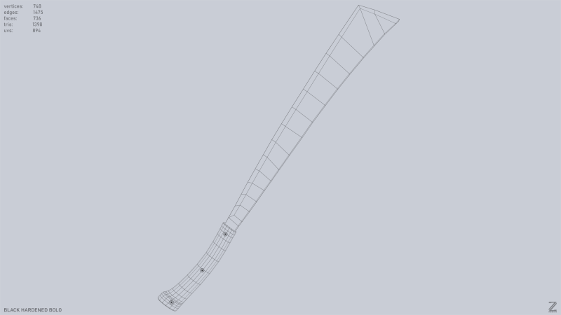Black hardened bolo 3D Model in Melee 3DExport