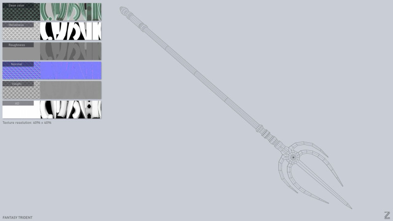 Fantasy trident 3D Model in Melee 3DExport