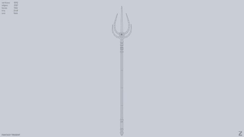 Fantasy trident 3D Model in Melee 3DExport