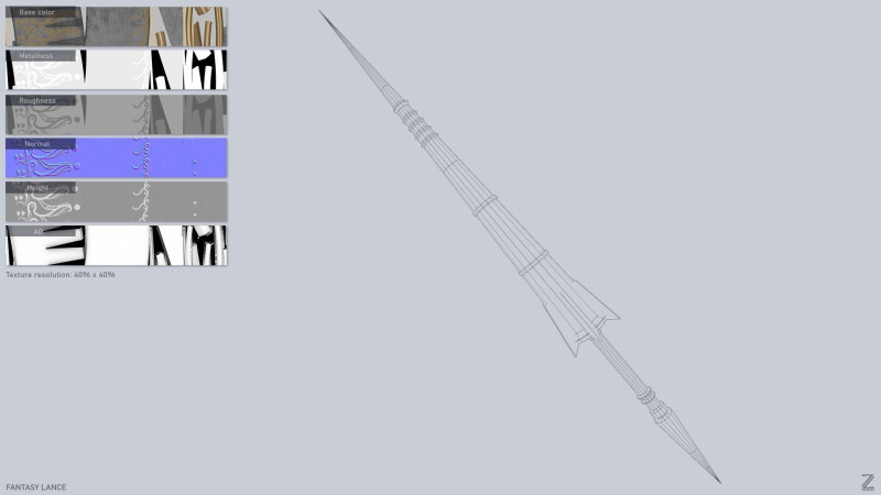 Fantasy lance 3D Model in Melee 3DExport