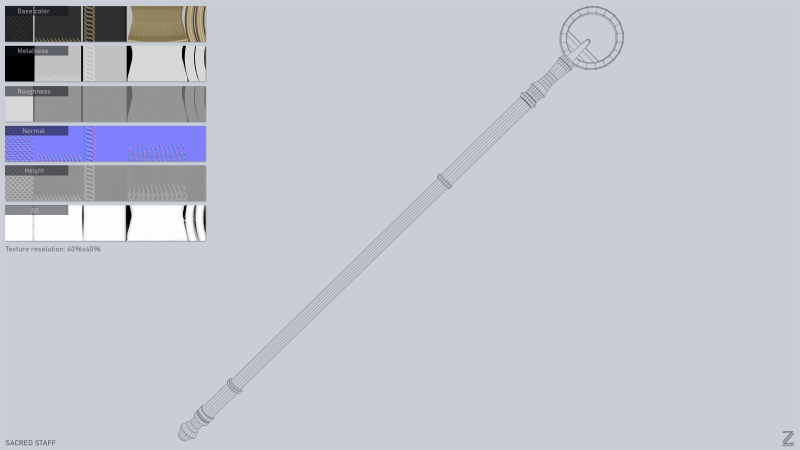 Sacred staff 3D Model in Melee 3DExport