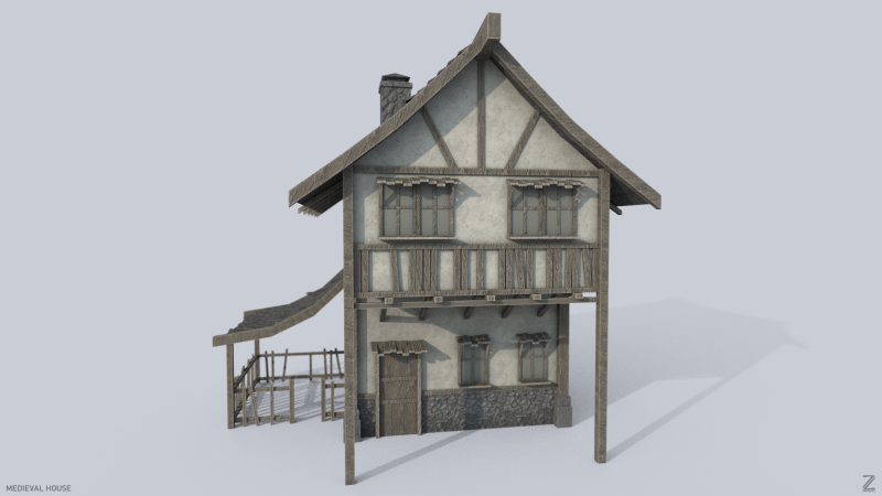 Medieval house 3D Model in Fantasy 3DExport