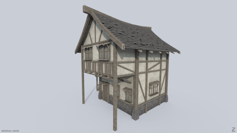 Medieval house 3D Model in Fantasy 3DExport