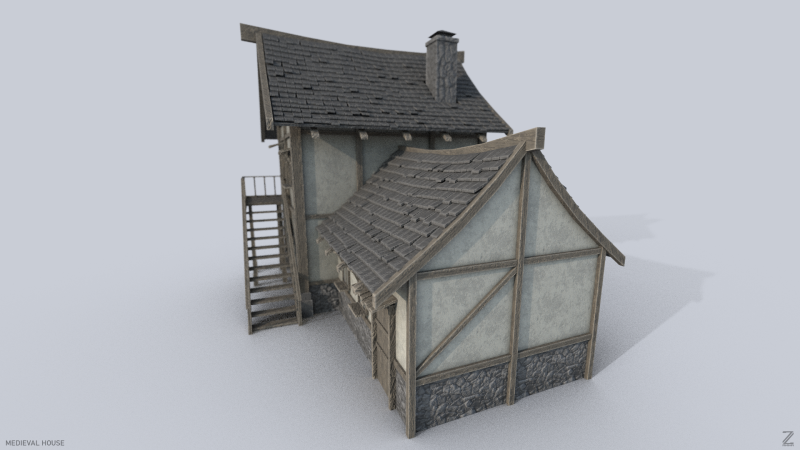 Medieval house 3D Model in Fantasy 3DExport