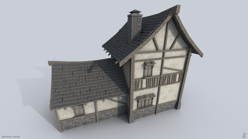 Medieval house 3D Model in Fantasy 3DExport