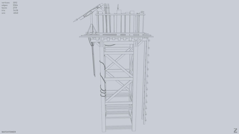 Watchtower 3D Model in Fantasy 3DExport