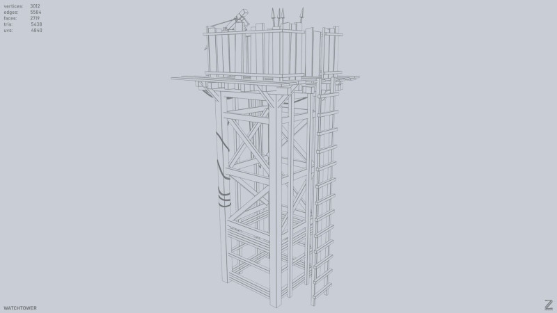 Watchtower 3D Model in Fantasy 3DExport