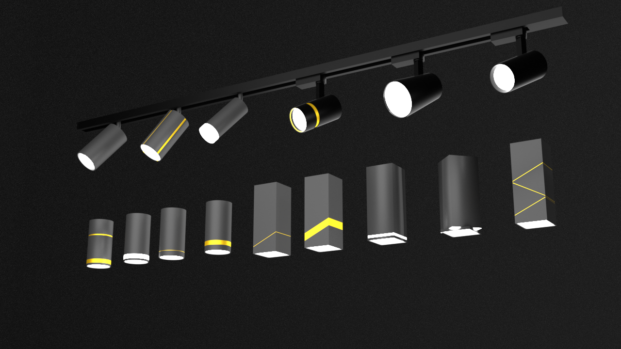 set of track lights 3D Model in Ceiling Lights 3DExport