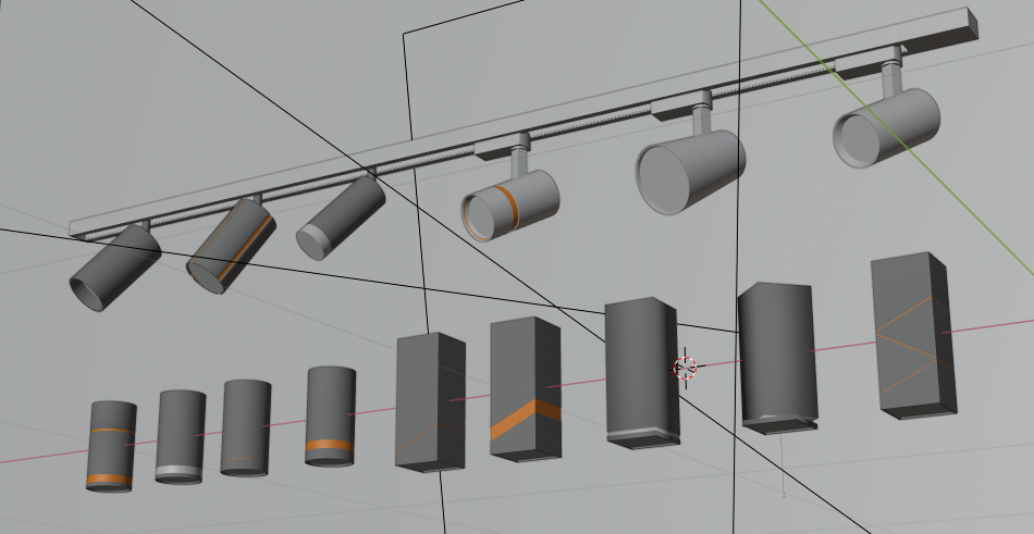 set of track lights 3D Model in Ceiling Lights 3DExport