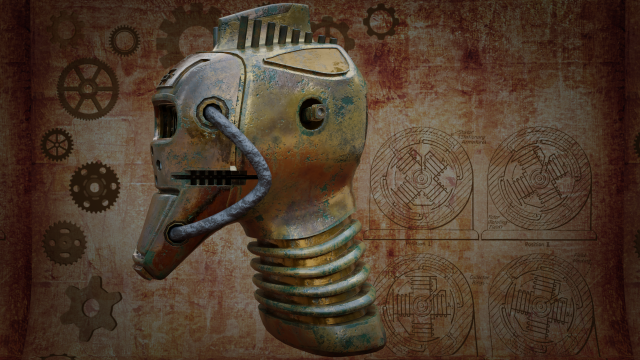 steampunk robot head free low-poly 3D Model in Other 3DExport