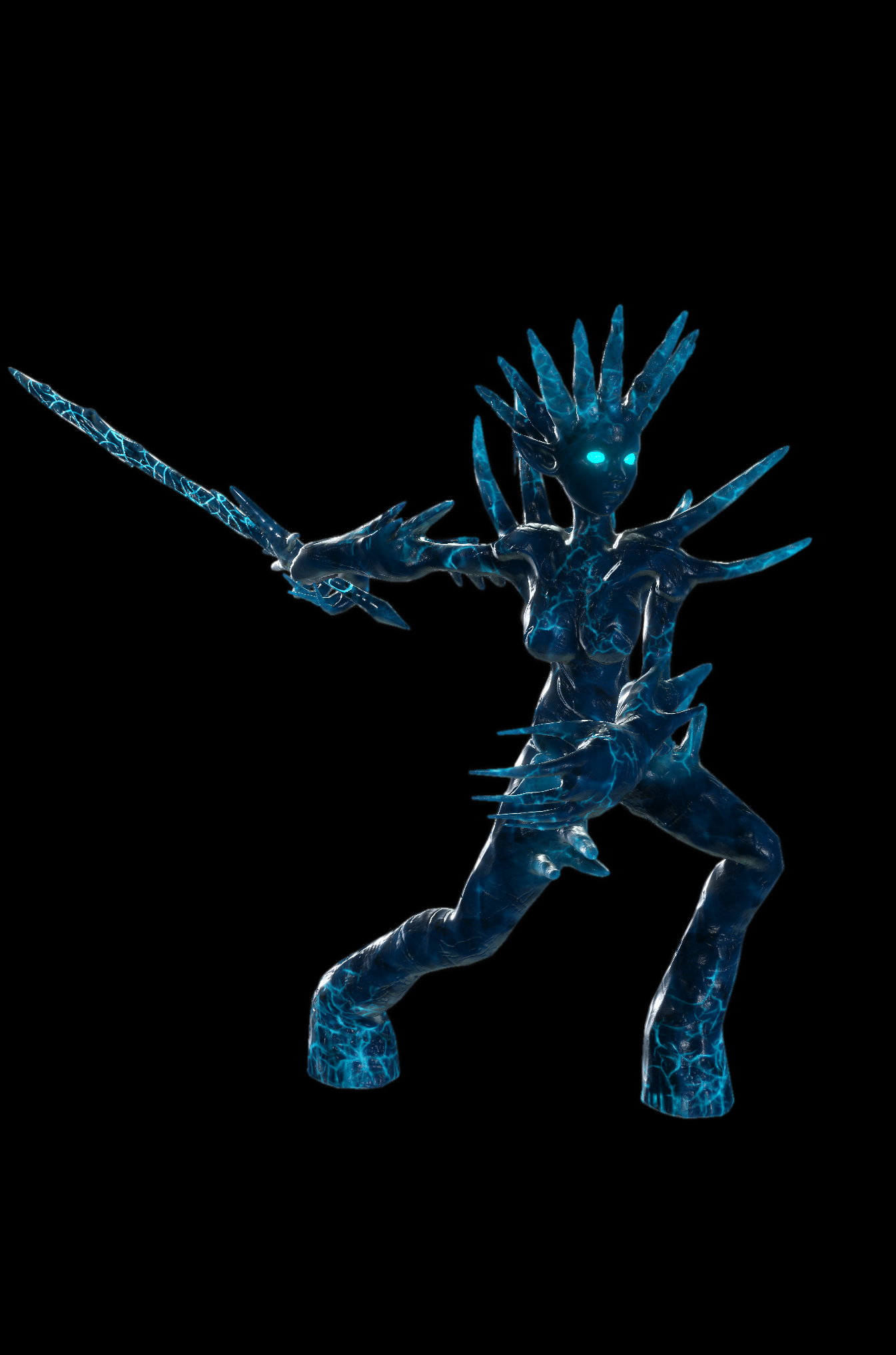 Female Ice Elemental 3D Model in Fantasy 3DExport