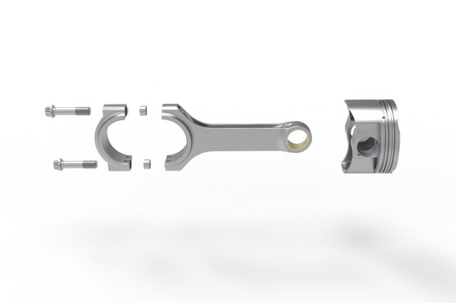 Piston and connecting rod 3D Model in Parts 3DExport