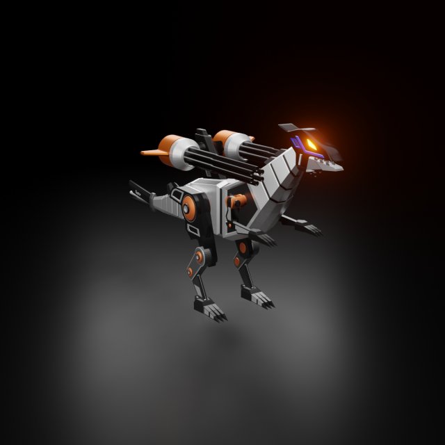 robotic raptor with military 3D Model in Dinosaur 3DExport