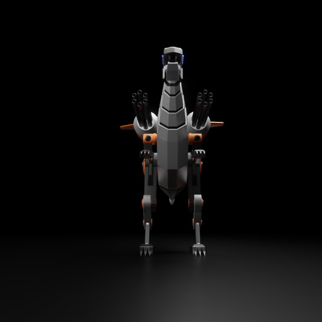 robotic raptor with military 3D Model in Dinosaur 3DExport
