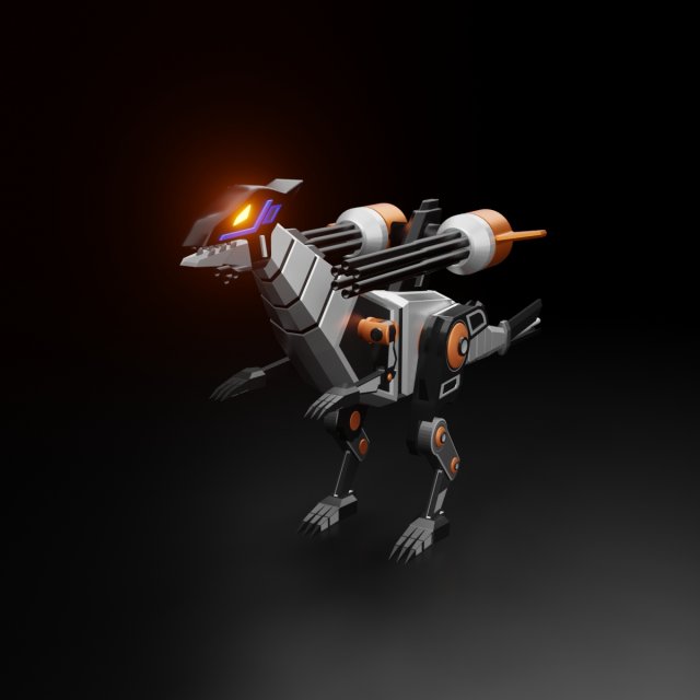 robotic raptor with military 3D Model in Dinosaur 3DExport