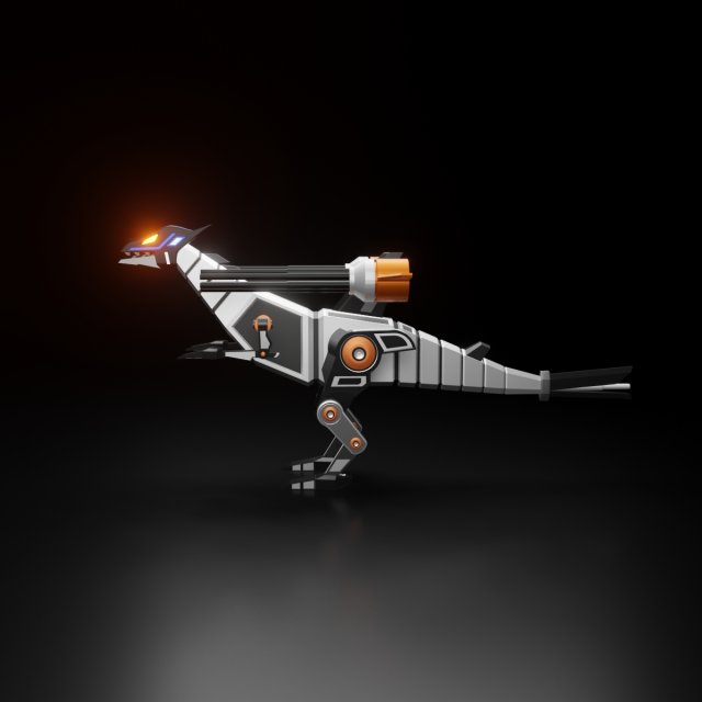 robotic raptor with military 3D Model in Dinosaur 3DExport