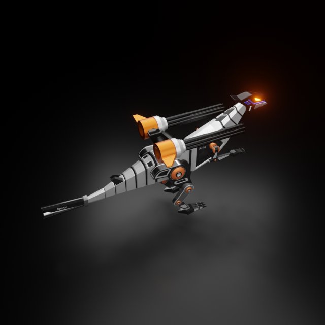 robotic raptor with military 3D Model in Dinosaur 3DExport
