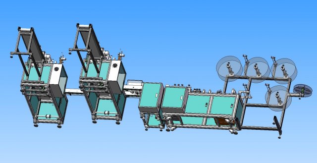 full set of drawings of automatic one drag two plane mask machine 3D ...