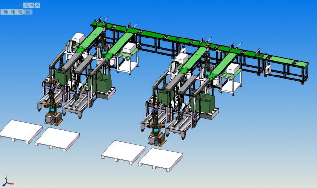 automatic packing line - packing sorting and stacking equipment line 3D ...