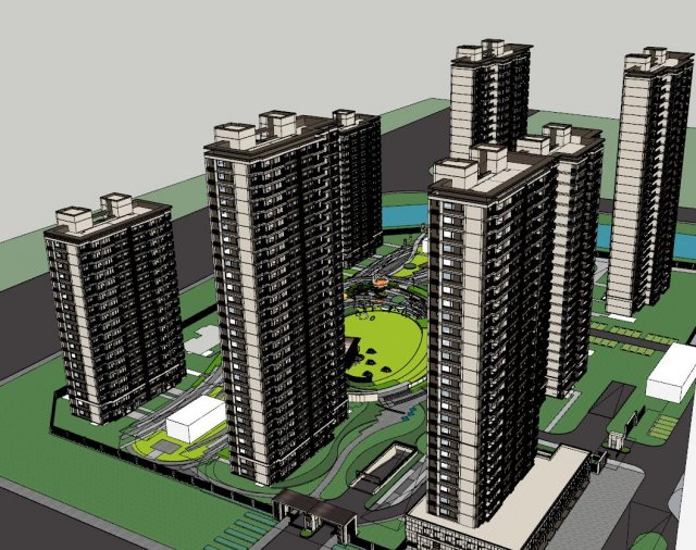 Su Model of Residential Building Landscape in Modern Central area 3D ...