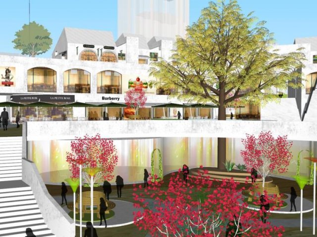 Su Model of Commercial Landscape in Modern Jian-ou Community 3D Model ...