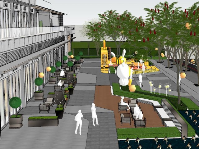 SU model of commercial street landscape 3D Model in Environment 3DExport