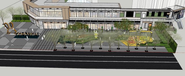 SU model of commercial street landscape 3D Model in Environment 3DExport