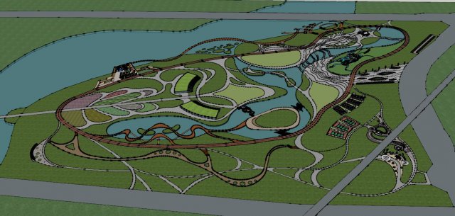 Park SU model of modern country comprehensive park landscape 3D Model ...