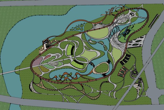 Park SU model of modern country comprehensive park landscape 3D Model ...