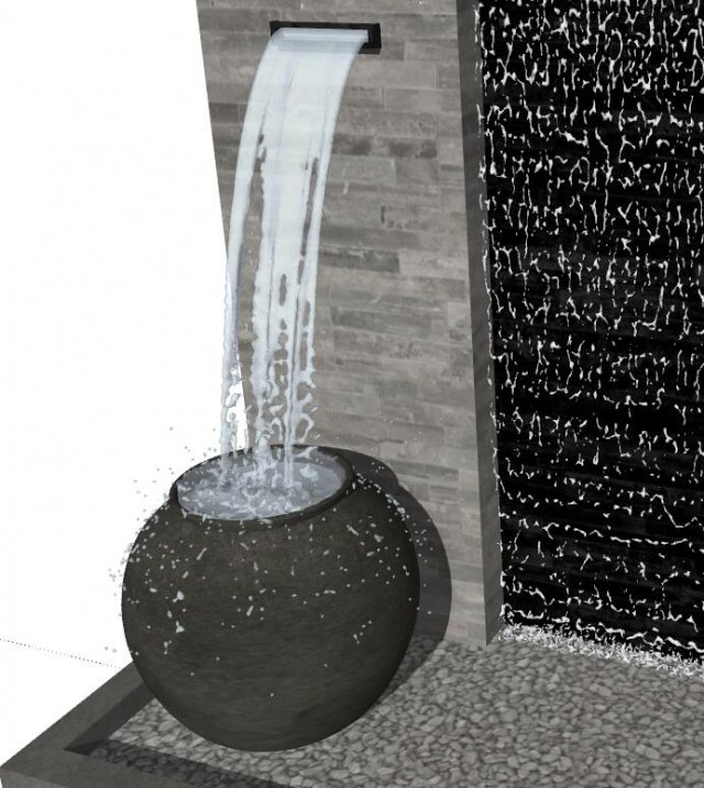 Su model of small-scale waterscape wall 3D Model in Decoration 3DExport