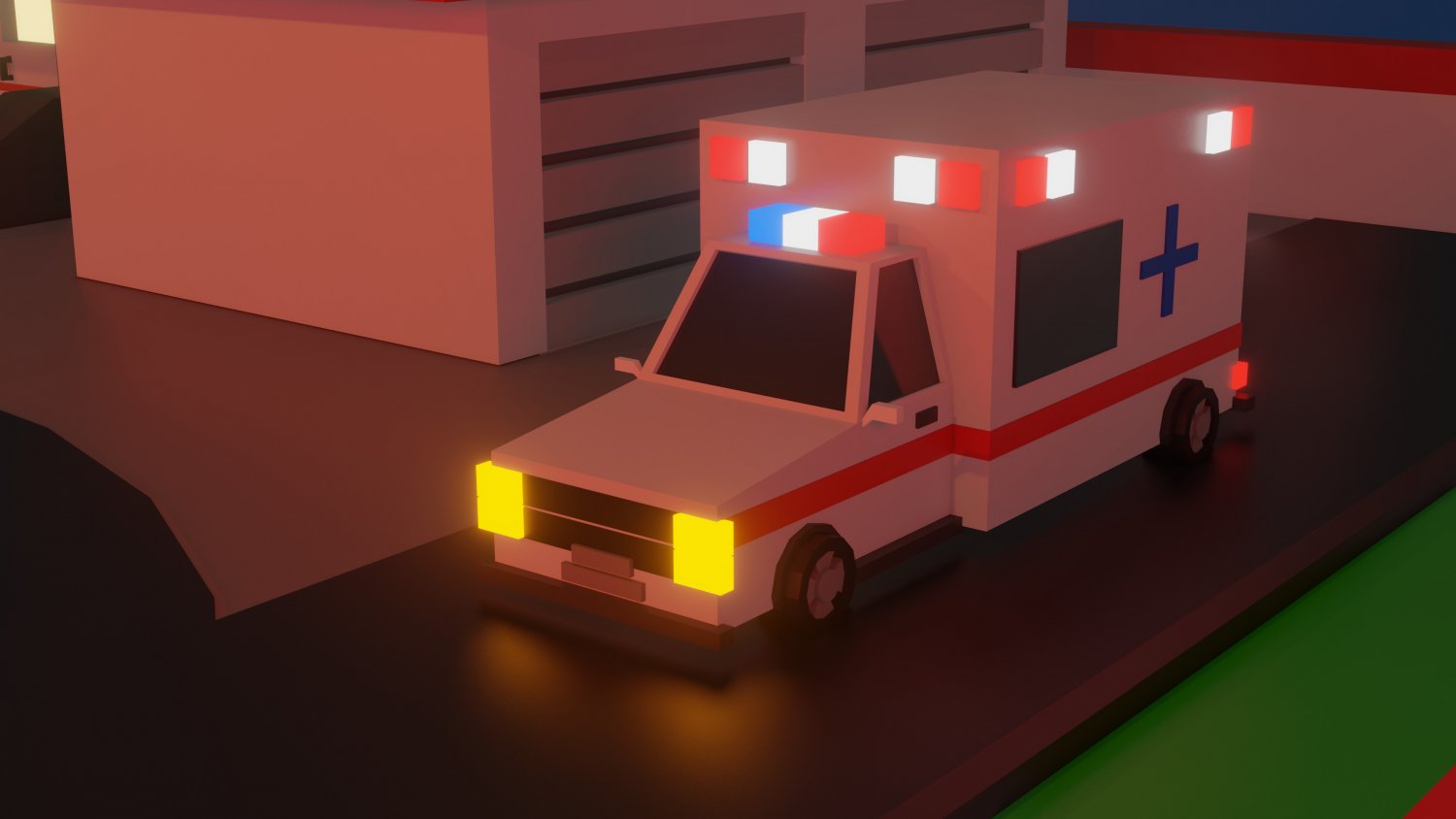 Low Poly Hospital 3D Model in Landmarks 3DExport