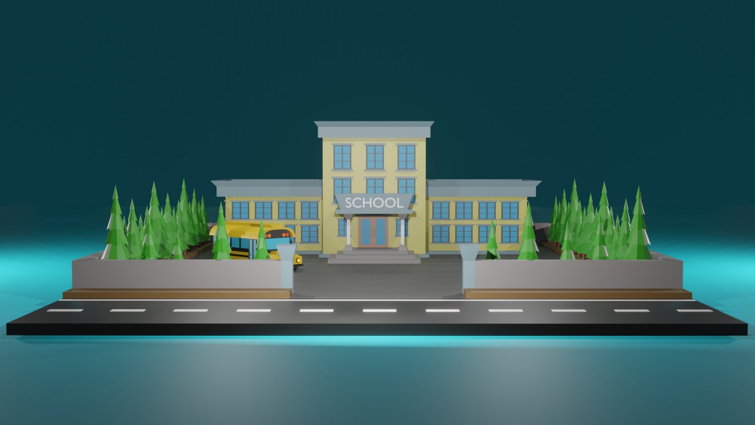 3d school model low poly 3D Models in Landmarks 3DExport