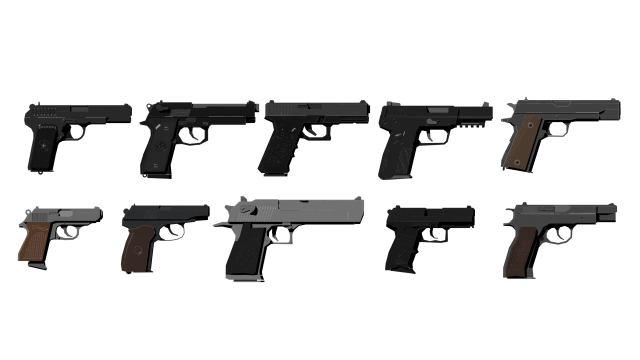 Pistol Pack 3D Model in Pistol 3DExport