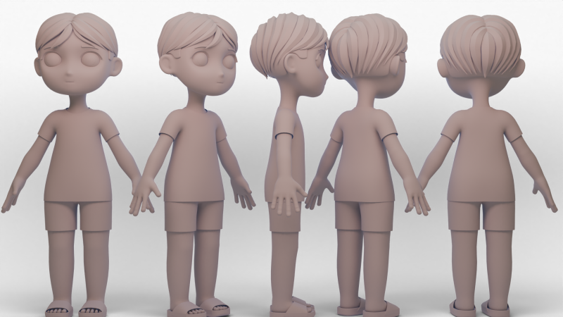 Stylized Chibi Boy 3D Model in Cartoon 3DExport