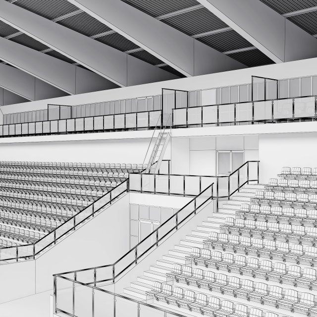 Sports tribune for spectators 3D Model in Stadium 3DExport