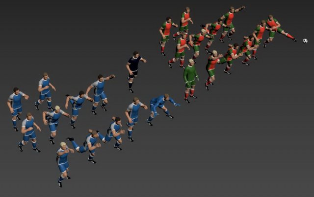 Football field with players 3D Model in Stadyum 3DExport