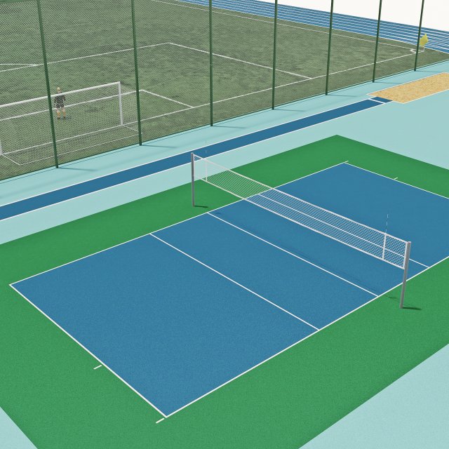 Football field with players 2 3D Model in Stadium 3DExport