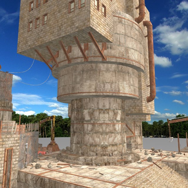 waste plant construction 3D Model in Buildings 3DExport