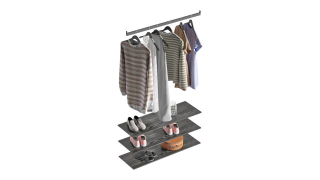 Melamine Reach In Closet 3D Model in Shelving 3DExport
