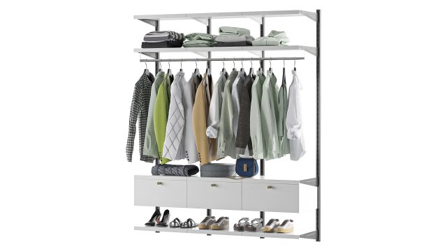 Wardrobe Wall Module Clothing 3D Model in Shelving 3DExport